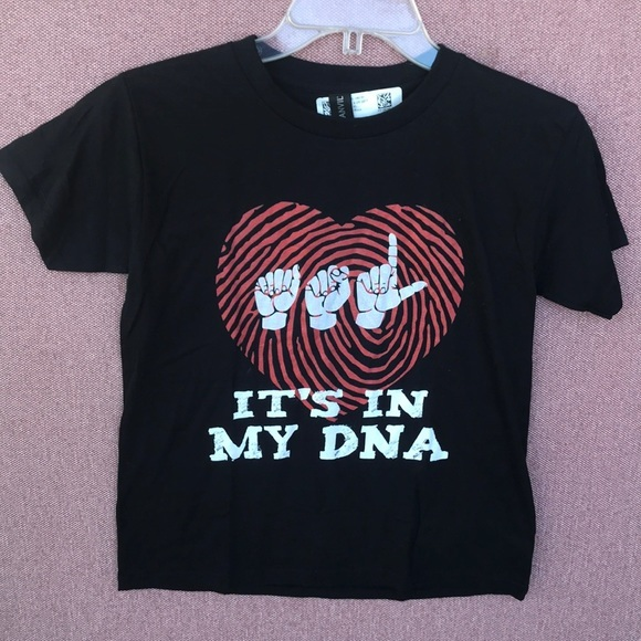annvil | Shirts & Tops | Asl Its In My Dna Sign Language Black Tshirt ...
